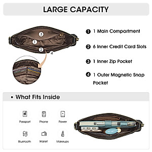 Kattee Leather Crossbody Bags for Women Trendy, Small Shoulder Purses and Handbags, Wristlet Clutch Wallet with 2 Straps