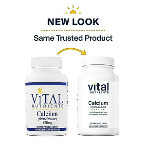 Vital Nutrients Calcium Citrate and Malate Complex 150mg | Vegan Supplement | Support Bone Strength, Muscle and Cardiovascular Health* | Gluten, Dairy and Soy Free | 100 Capsules