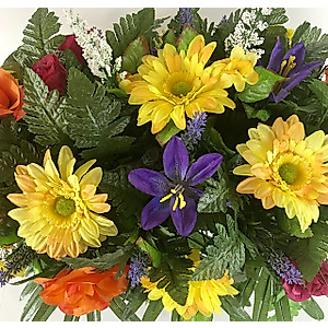 Cemetery Headstone Saddle -Purple Orange Yellow Mix Grave Decoration