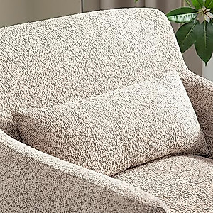 Living Room Single Sofa Chair,Modern Upholstered Teddy Sherpa Fabric Upholstery Accent Arm Chair,Comfy Reading Lounge Tub Barrel Club Arm Chair for Bedroom Small Spaces,Tufted Decorative,Lumbar Pillow