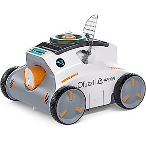Ofuzzi Cyber 1200 Pro Cordless Robotic Pool Cleaner, Dual Navigation Path, Max.130 Mins Runtime, Stronger Suction Power Pool Robot for Above/In Ground Pools Up to 1076ft² (Orange)