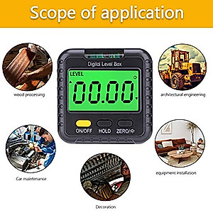 GoolRC Digital Angle Finder Gauge 360 Degree Mini Digital Protractor Inclinometer Magnetic Angle Cube Electronic Level Box with LCD Display for Construction Automobile Repair Carpenter Craftsman Home