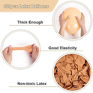 RUBFAC 120pcs Nude Balloons 12 Inches Latex Beige Balloons, Matte Retro Apricot Balloons for Birthday Baby Shower Graduation Anniversary Wedding Party Supplies Arch Garland Decoration
