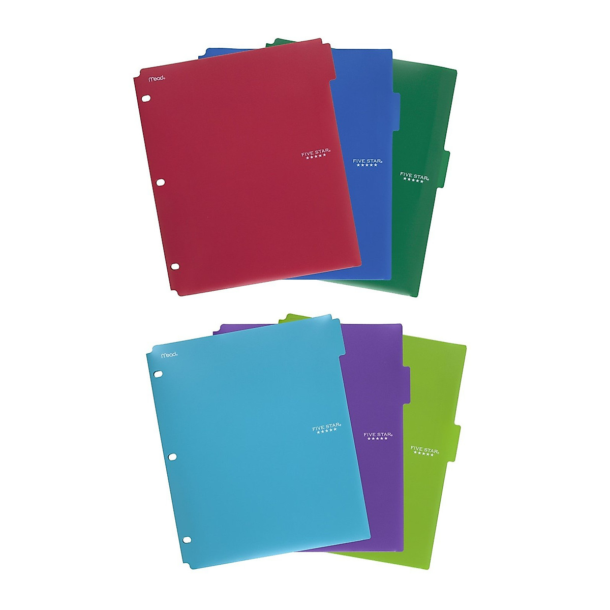 Five Star Binder Dividers, 2 Pocket, 3 Tabs, Color Selected For You, 3 Pack (20042)