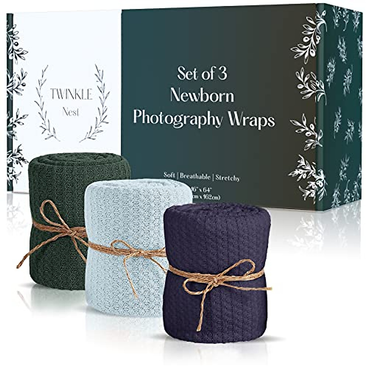 Twinkle Nest Baby Wrap. Set of 3 Newborn Photography Wraps. Baby Swaddle or Blanket for Newborn Photography Props. Waffle Knit Baby Wraps. Baby Photoshoot Props for Boy or Girl. Baby Registry Gift.