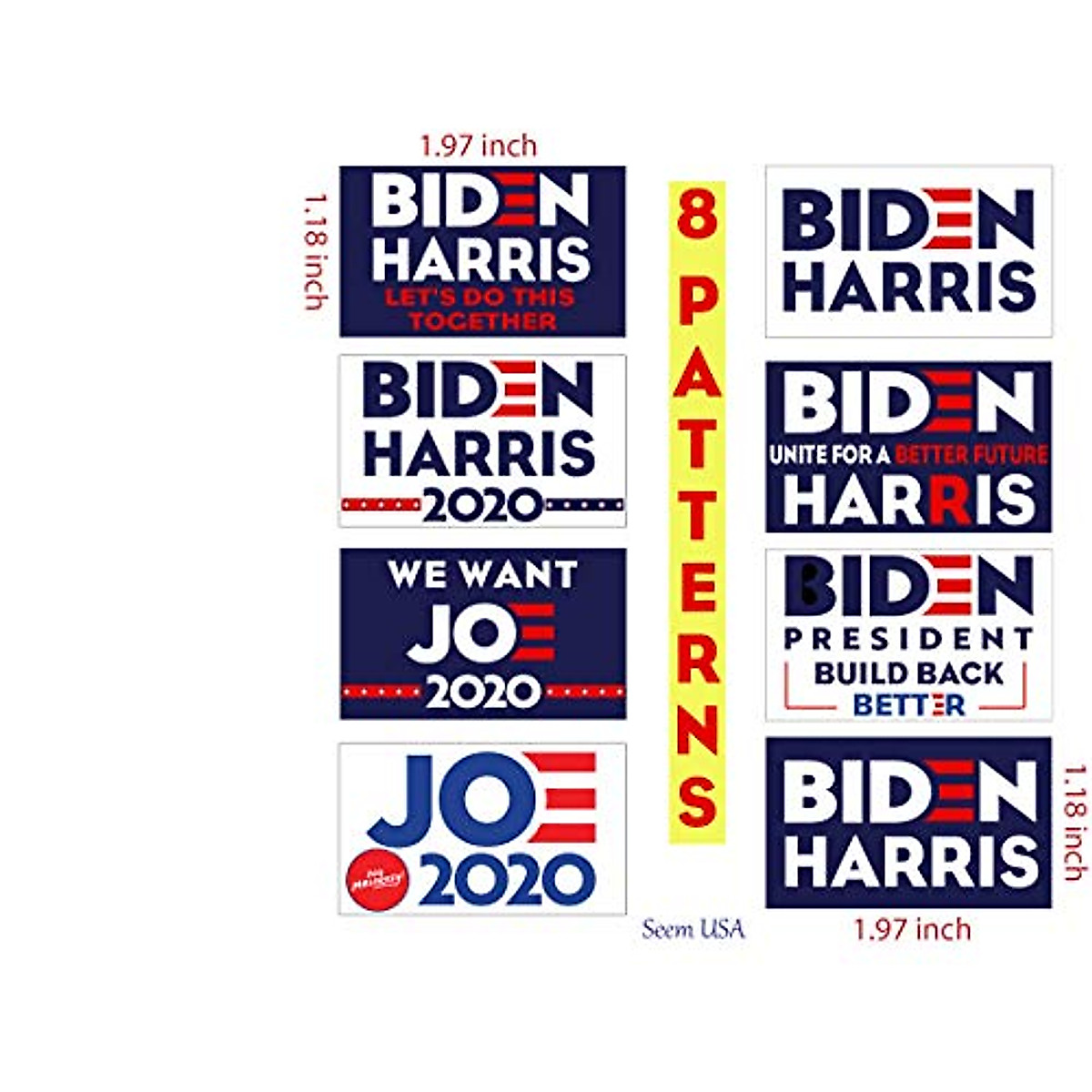 Biden Harris 2020 500 Pcs Role Stickers - 8 Patterns Biden Harris Sticker - Joe Biden Sticker -Kamala Harris Sticker for car Stickers, Bumper Stickers, Bags, Windows- No Malarkey