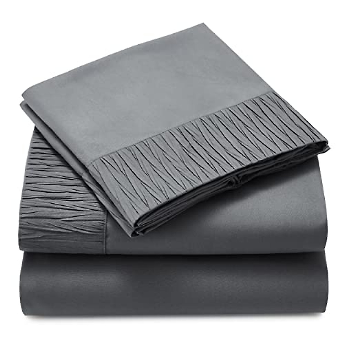 BEDSURE Queen Sheet Set - Soft 1800 Sheets for Queen Size Bed, 4 Pieces Hotel Luxury Grey Queen Sheets, Easy Care Polyester Microfiber Cooling Bed Sheet Set