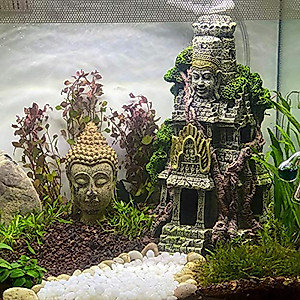 SLOCME Aquarium Angkor Wat Buddha Statue Temple Decorations - Fish Tank Zen Ornament Buddha Decor Bring Good Luck
