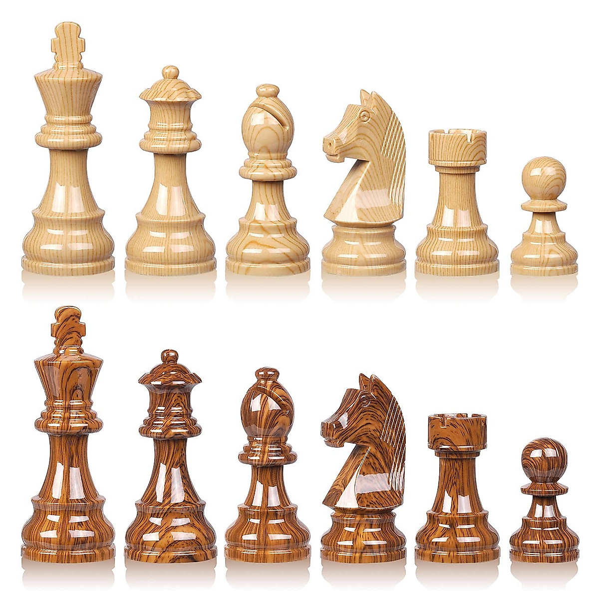 Onietoiy 3 in 1 High Polymer 3.75 Inch Weighted Chess Sets Backgammon and Checker Games Standard Competition Chess Pieces with Extra 2 Queens and Large Portable 19 inch Chess Board Set