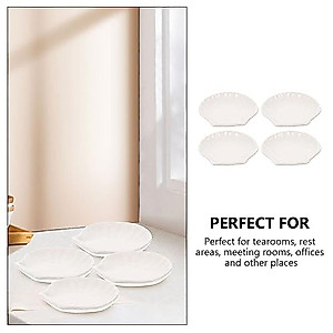 Coffee Container Ceramic Tea Bag Holder 4pcs White Porcelain Shell-Shaped Tea Bag Coasters Spoon Rests Teabag Storage Holder Tray Saucer Snack Seasoning Dish Coffee Tray
