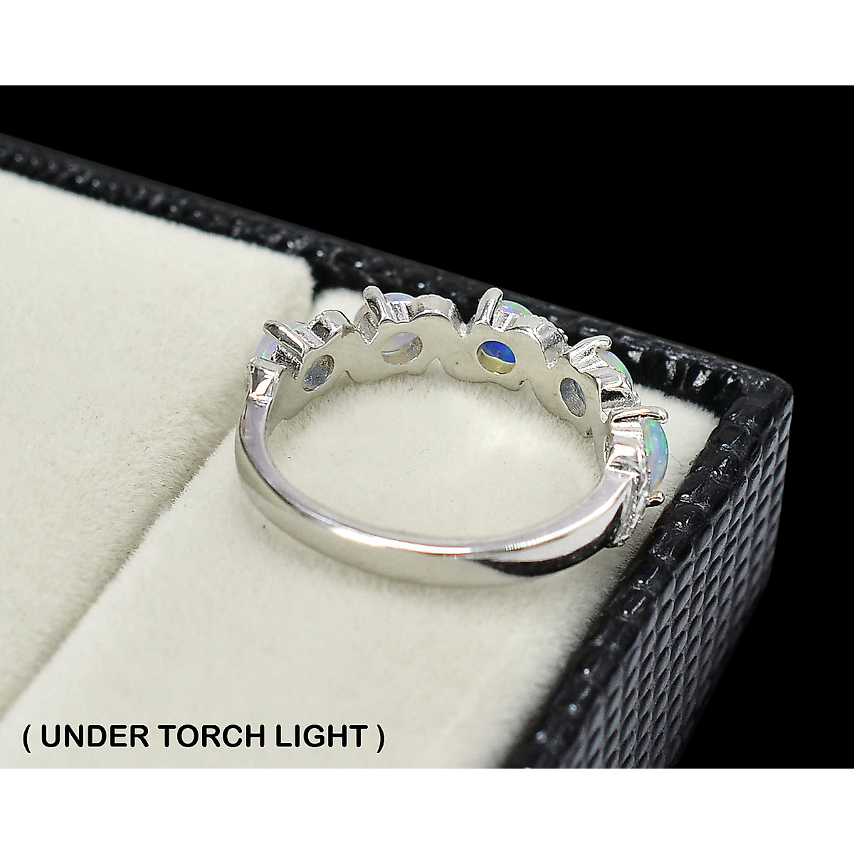 Natural 4 MM Ethiopian Welo Fire Opal Cabochon Ring 925 Sterling Silver October Birthstone Cluster Ring Fire Opal Jewelry Handmade Ring Birthday Gift For Girlfriend (RG-7809) (Sterling Silver, 7 US)