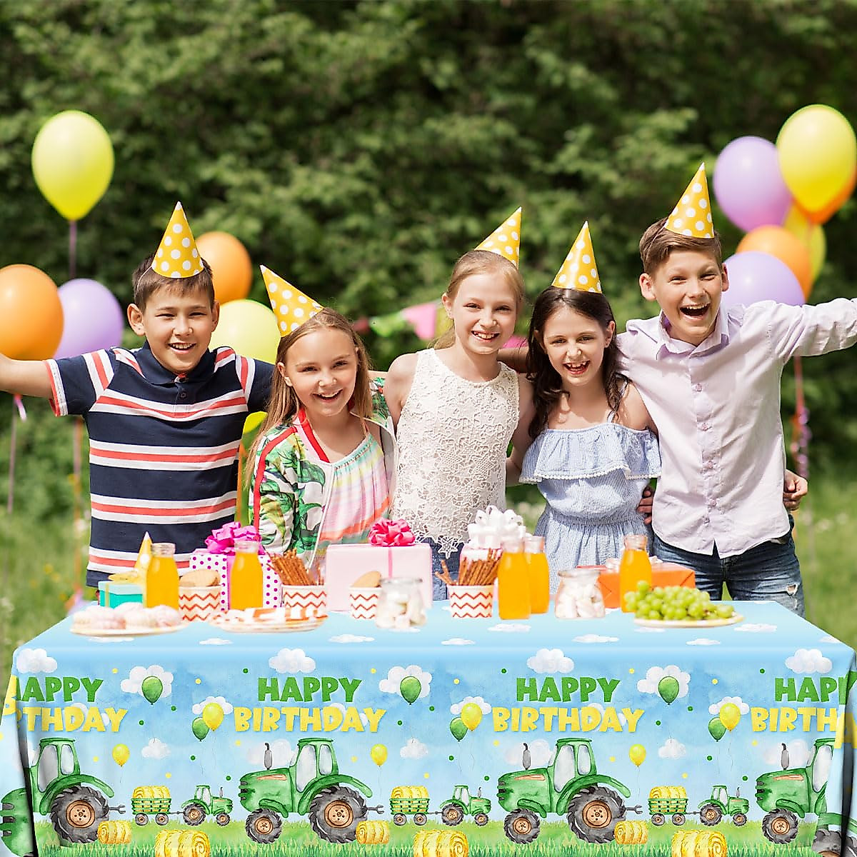 Pymurod Tractor Birthday Party Supplies 3pcs Tractor Tablecloths Tractor Birthday Table Cloth Tractor Table Cover for Kids Birthday Party Baby Shower Tractor Birthday Party Favors