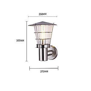 PEHUB Pagoda Brushed Stainless Steel Finish Outdoor Garden Porch Security LED Compatible Wall Light External Simplicity Waterproof Sconce IP44 15W Exterior Light Fixture