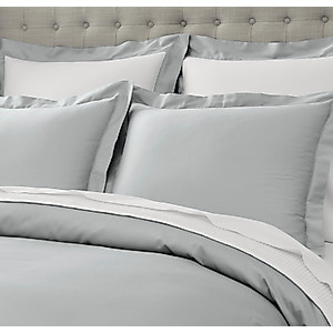 BOLL & BRANCH Percale Hemmed Duvet Set - King/Cal King, Mineral - Luxury 100% Organic Cotton - 1 Duvet Cover, 2 Shams - Crisp, Naturally Cooling Weave