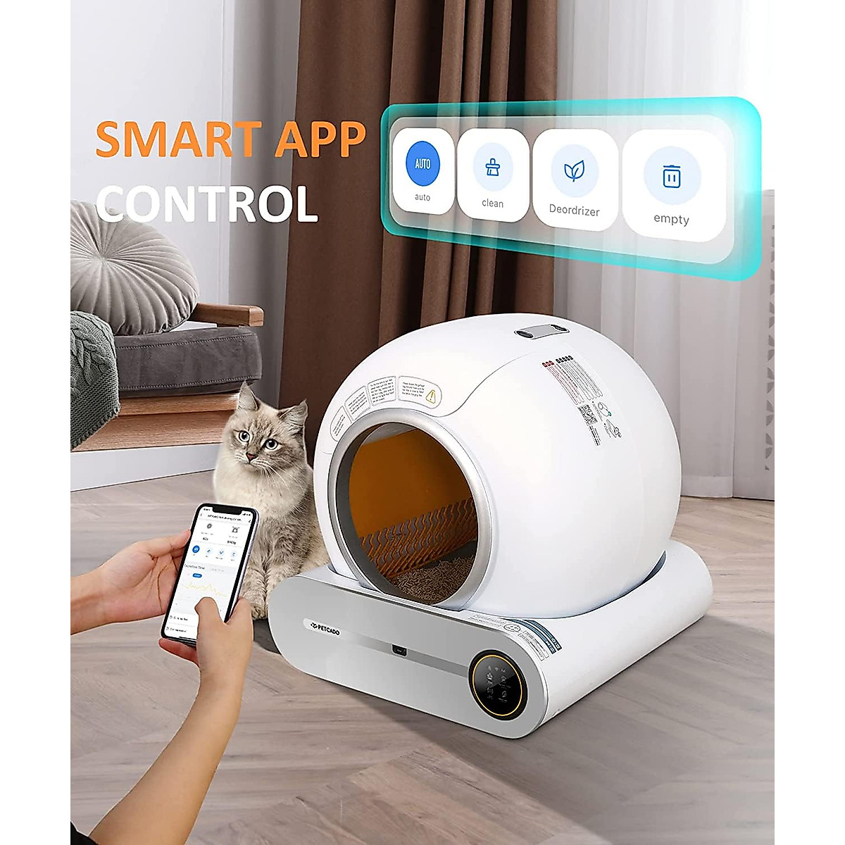 Self Cleaning Cat Litter Box, Automatic cat Litter Box, 65L + 9L Cat Litter Cleaning Robot, App Control