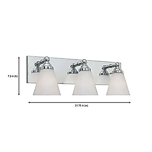 Designers Fountain 6493-CH Hudson 3 Bathroom Vanity Light Fixture, Chrome
