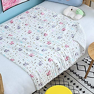 Carrot story 6 Layers 100% Cotton Premium Muslin Swaddle Blanket 43" X 43" Multipurpose Soft Toddler Blanket for Baby Shower (Smart Fox)