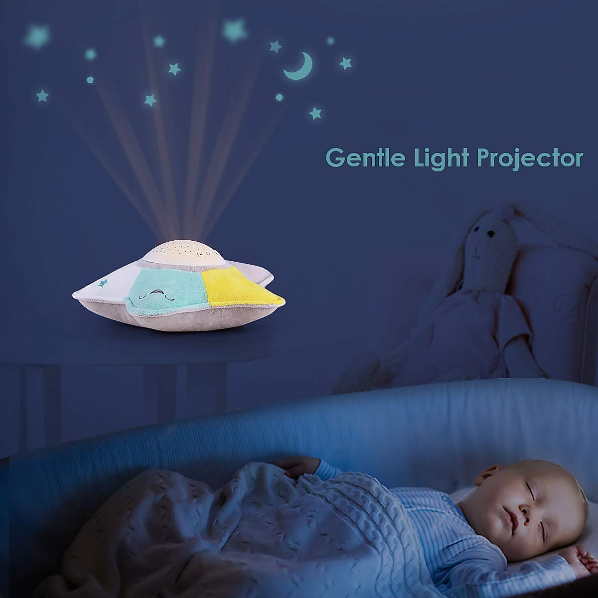 Baby Sleep Soother, Soothing Sound Machine Soft Star Style with Projector＆Light Music, Sleep Toys Gift for Newborn Baby, Woodland Baby Shower for 0+ Boys or Girls
