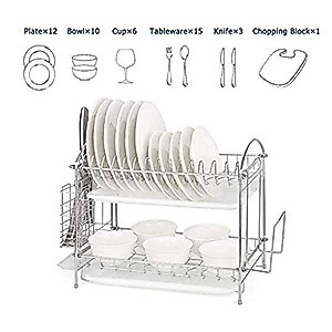 SDGH Stainless Steel Dish Rack - Double-Layer Multi-Function Dish Rack Drain Rack