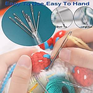 ORRDICE-9 PCS Large-Eye Blunt Needles, Stainless Steel Yarn Knitting Needles, Sewing Needles for Hand Sewing, Crafting Knitting Weaving Stringing Needles, Perfect for Finishing Off Crochet Projects