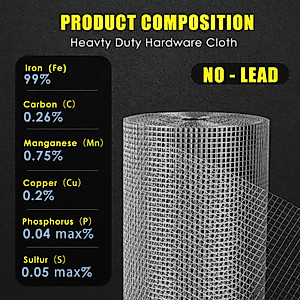 GoldPeak Hardware Cloth 1/2 inch 24in. x 50ft. 19 Gauge - Hardware Mesh & Wire Cloth Snake Fencing Welded Wire Fence Roll Gopher Barrier