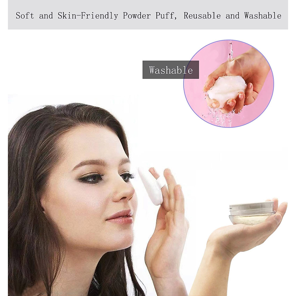 Powder Puff, Loose Powder Containers, Reusable Empty Makeup Powder Container with Elasticated Net Sifter for Setting Powder, Face Powder, Loose Powder, ect, for Travel and Daily Use