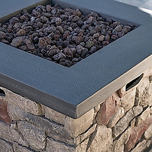 Christopher Knight Home Carson Outdoor Square Fire Pit - 40,000 BTU, Stone Finish