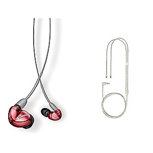 Shure SE535LTD Professional Wired Sound Isolating Earbuds, High Definition Sound + Natural Bass, Three Drivers - Red & EAC64CL 64 -Inch Detachable Earphone Cable