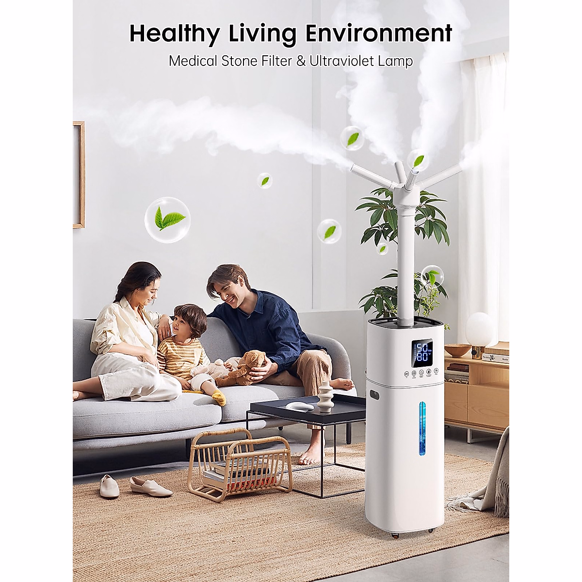 15L/4Gal Humidifier Large Room for 2000ft², Humidifiers for Bedroom Large Room, Air Humidifiers for Home, 600ml/h Misting, 60H Runtime, Essential Oil Box, Easy to Move, Top Fill Design, Auto Shut Off