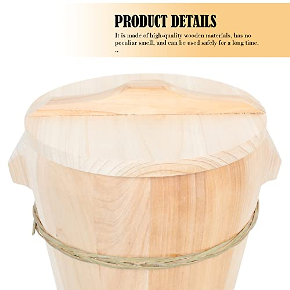 Rice Steamed Bucket with Lid Wooden Steamer Rice Bucket Handmade Rice Bucket Wood Cooking Steamer Steamed Rice Wooden Barrel for Home Kitchen Christmas Party Wood Color