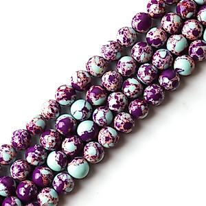 GOMOOBEADS 36 PCS of Natural Purple Imperial Jasper Beads for DIY Jewelry - 10MM Round Spacer & Energy Healing Stones, 15.5" Strand of Gemstones for Bracelets & Necklace