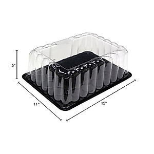 Pactiv APET Plastic Premium 1/4 Sheet Cake Container Black/Clear | 65/Pack