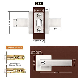 Probrico 4 Pack Square Door Levers Door Locks, Keyless Privacy Handles Locksets Interior Bed and Bath Hardware in Satin Nickel,Heavy Duty Hardware