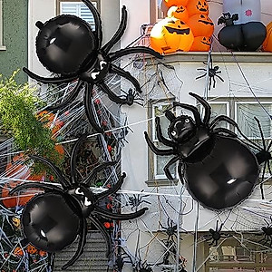 10 Pcs Spider Foil Balloons Halloween Decorations - 32.5" Black Spider Balloon 3D Realistic for Halloween Party Decorations Birthday Party Supplies for Home