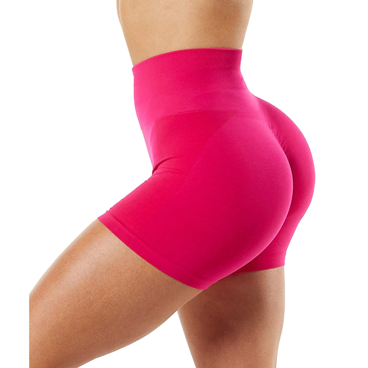 Unthewe Workout Butt Lifting Shorts for Women High Waisted Seamless Gym Yoga Booty Shorts(U526-Scrunch Hot Pink-S)
