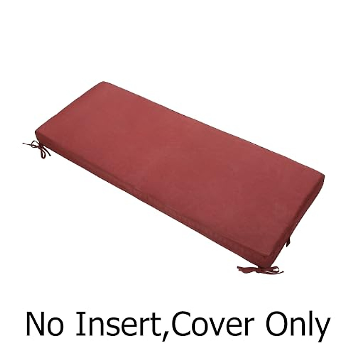 Outdoor Bench Cushion Cover 42 x18 x 3 inch,Waterproof with Zipper&Ties,Fade-Resistant Slipcover,Patio Porch Swing Cushion Cover Replacement Only,No Insert(Dark Red)