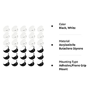 30 Phone Grip Holder with Double-Sided Sticker Phone Finger Expanding Stand Holder for Almost Phones Cases (Black, White)