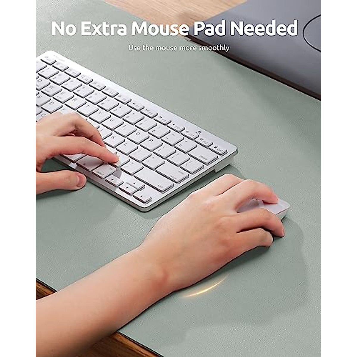 YSAGi Leather Desk Pad Protector, Office Desk Mat, Large Mouse Pad, Non-Slip PU Leather Desk Blotter, Laptop Desk Pad, Waterproof Desk Writing Pad for Office and Home (23.6" x 13.8", Grayish Green)
