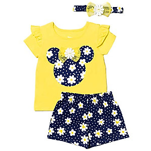 Disney Minnie Mouse Baby Girls T-Shirt Headband & Shorts Set 12 Months