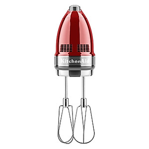 KitchenAid 9-Speed Digital Hand Mixer with Turbo Beater II Accessories and Pro Whisk - Candy Apple Red