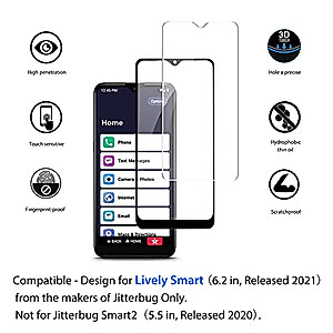 Ailiber Compatible with Lively Smart Screen Protector[2 Pack], Jitterbug Smart3 5007S Tempered Glass Film Anti-Scratch, HD Clear Case Friendly, Bubble Free Screen Protector for Jitterbug, Lively Smart