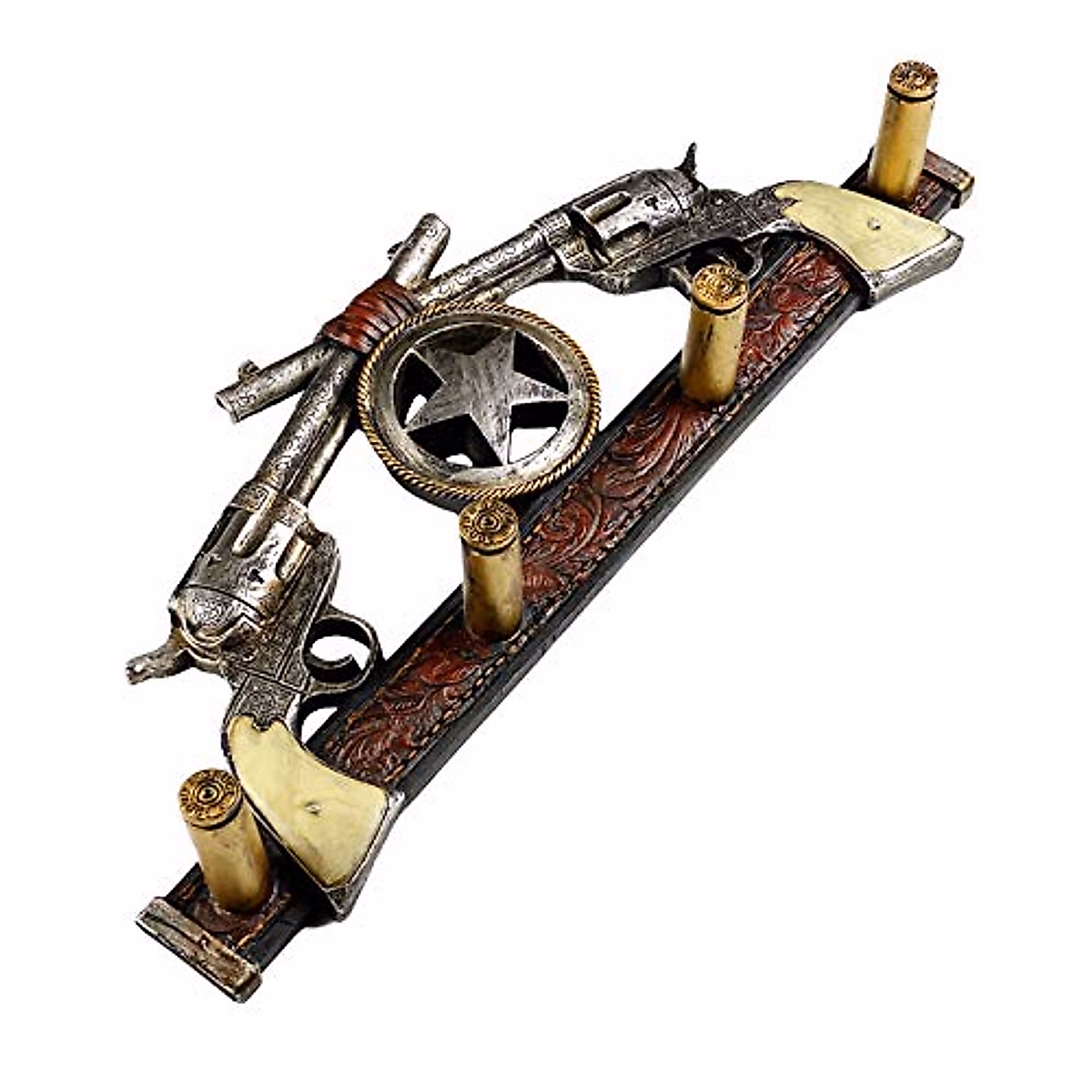 Urbalabs Six Shooter Western Coat Hanger Towel Hook Country Decor Wall Coat Rack Hanging Hooks Key Holder Mounted Decorative Cowboy Hat Rack Rustic Home Gun Decor (Double Pistol Shotgun Shell)