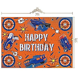 Maijoeyy 7x5ft Dart War Nerf Happy Birthday Backdrop Nerf Party Supplies Nerf Party Decorations Banner