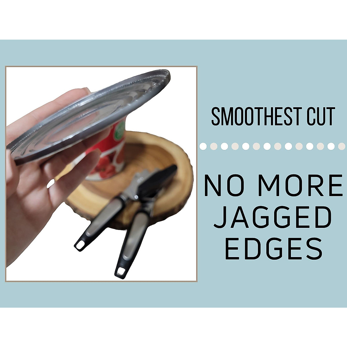 DanDam Manual Can Opener, Tin Cutter Kitchen, No Sharp Edge, Comfortable Soft Handle, Easy to Use Turn Knob, Durable Can Opener, Includes Built in Bottle Opener, Best Can Opener, Black