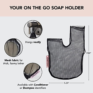 Kitsch Bar Soap Saver Bag – Recycled Mesh Beauty Bar Pouch for Body Wash, Conditioner & Shampoo Bars, Holder to Preserve Soap, Eco-Friendly, Patented Bag – Black