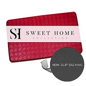 Sweet Home Collection Memory Foam Anti Fatigue Kitchen Floor Mat Rug, Diamond Red, 30" x 18"