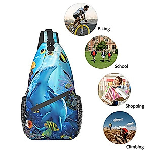 Dolphin Sling Bag Crossbody Chest Daypack Casual Backpack Animal Shoulder Bag For Travel Hiking Picnic