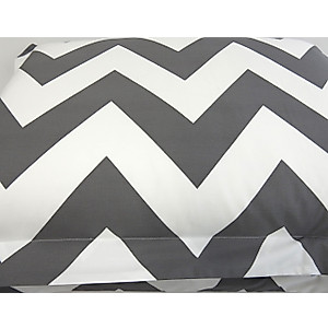 sheetsnthings King/California King - Chevron- Grey with White- 3pc Duvet Cover Set 100% Cotton Fiber Reactive Prints Duvet