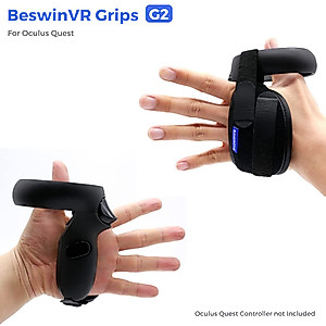 BeswinVR G2- Controller Grips and Knuckle Strap for Oculus Quest, Rift S (Black, 1 Pair)