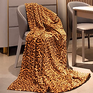 Leopard Blanket Cozy Warm Cheetah Print Throws and Blankets Fuzzy Plush Fleece Blankets with Leopard Print for Sofa, Couch, Bed 60 * 80 Inch